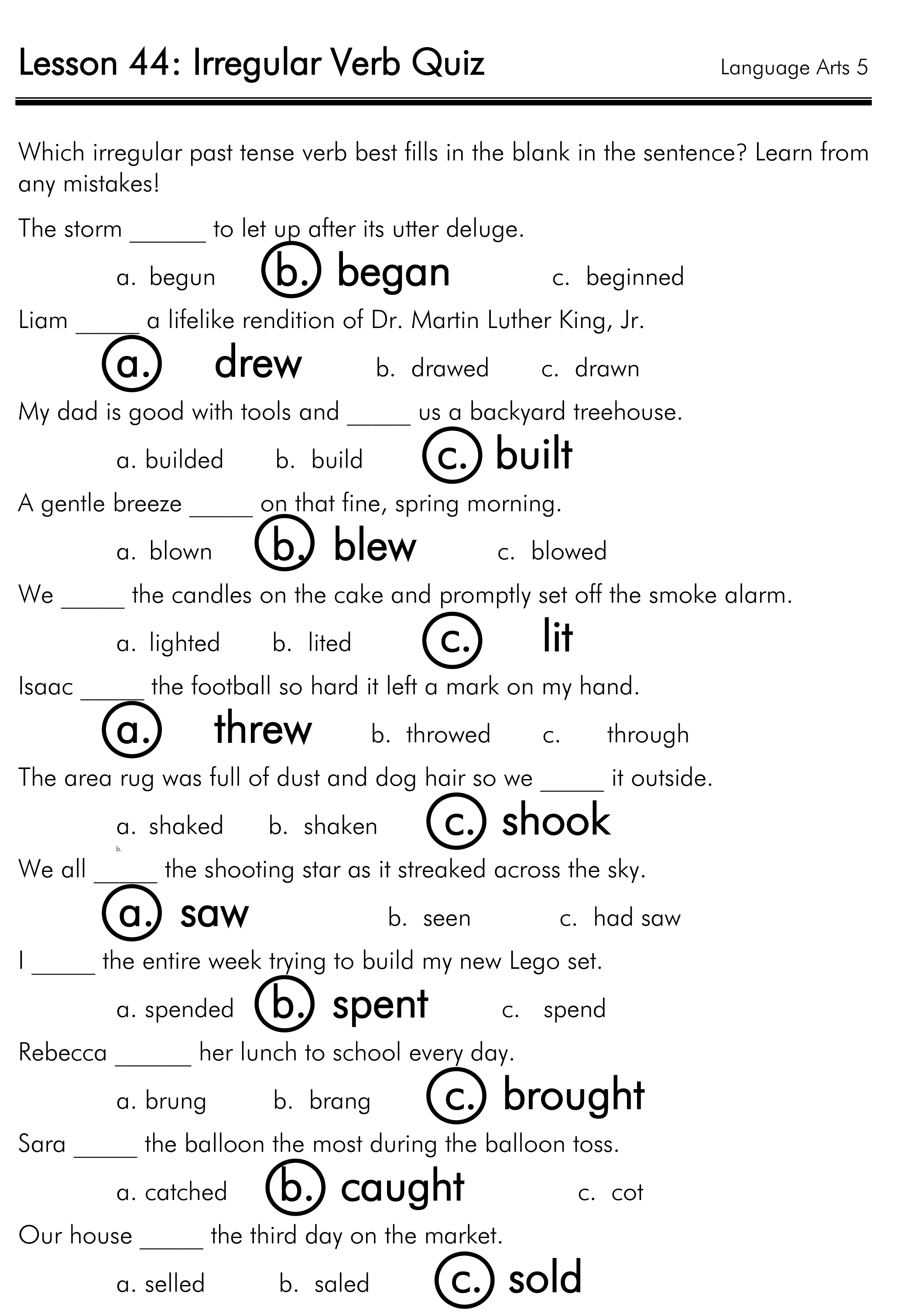 LA 5 Answers Lesson 44 – Easy Peasy All-in-One Homeschool
