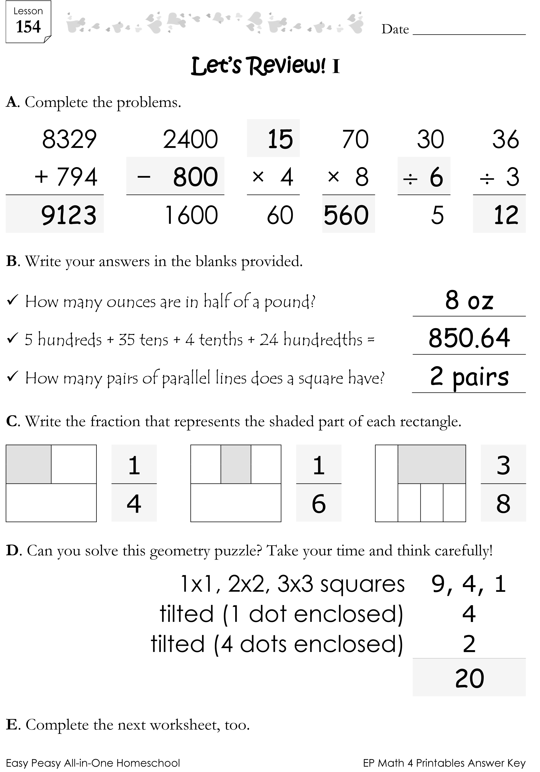 ep-math-4-printables-answers lesson 154 – Easy Peasy All-in-One Homeschool